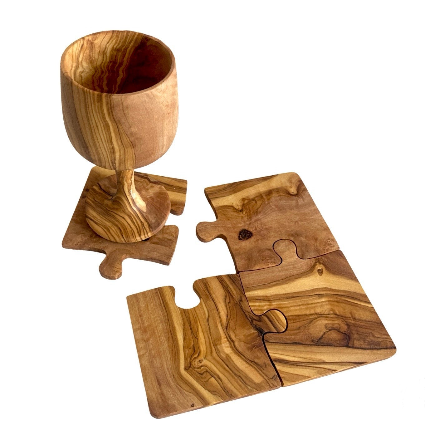 Olive Wood Coaster Puzzle 4-Pcs Set. | Uniquely Thai Lao TV