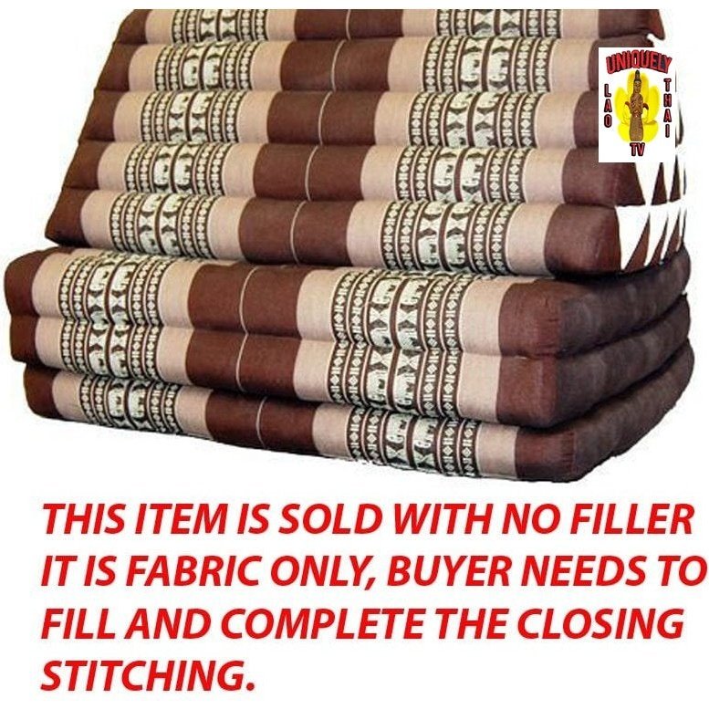 Brown Tan Triangle Pillow and Pad Elephant Pattern No Fill